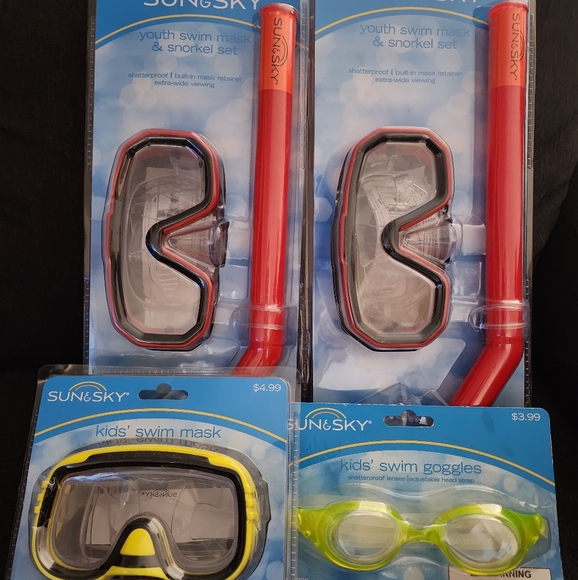 Sun & Sky | Swim | Sun Sky Set Of Snorkel Swim Masks And Goggles | Poshmark